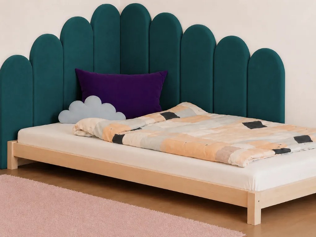 Nástěnný čalouněný panel VELVET ve tvaru oblouku Zvolte barvu: Béžová, Zvolte rozměr: 30x80 cm, Uchycení na zeď: Se samolepícím suchým zipem