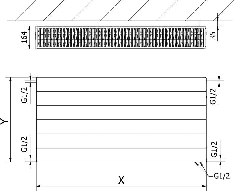 Mexen, Mexen Line CVL33 panelový radiátor 900 x 1500 mm, spodní připojení, 4501 W, bílý - W633L-090-150-00