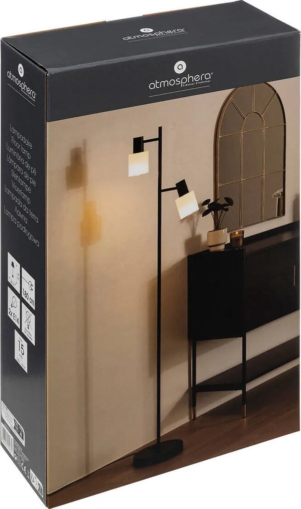 Stojací lampa TAIS, kovová, 143 cm, černá