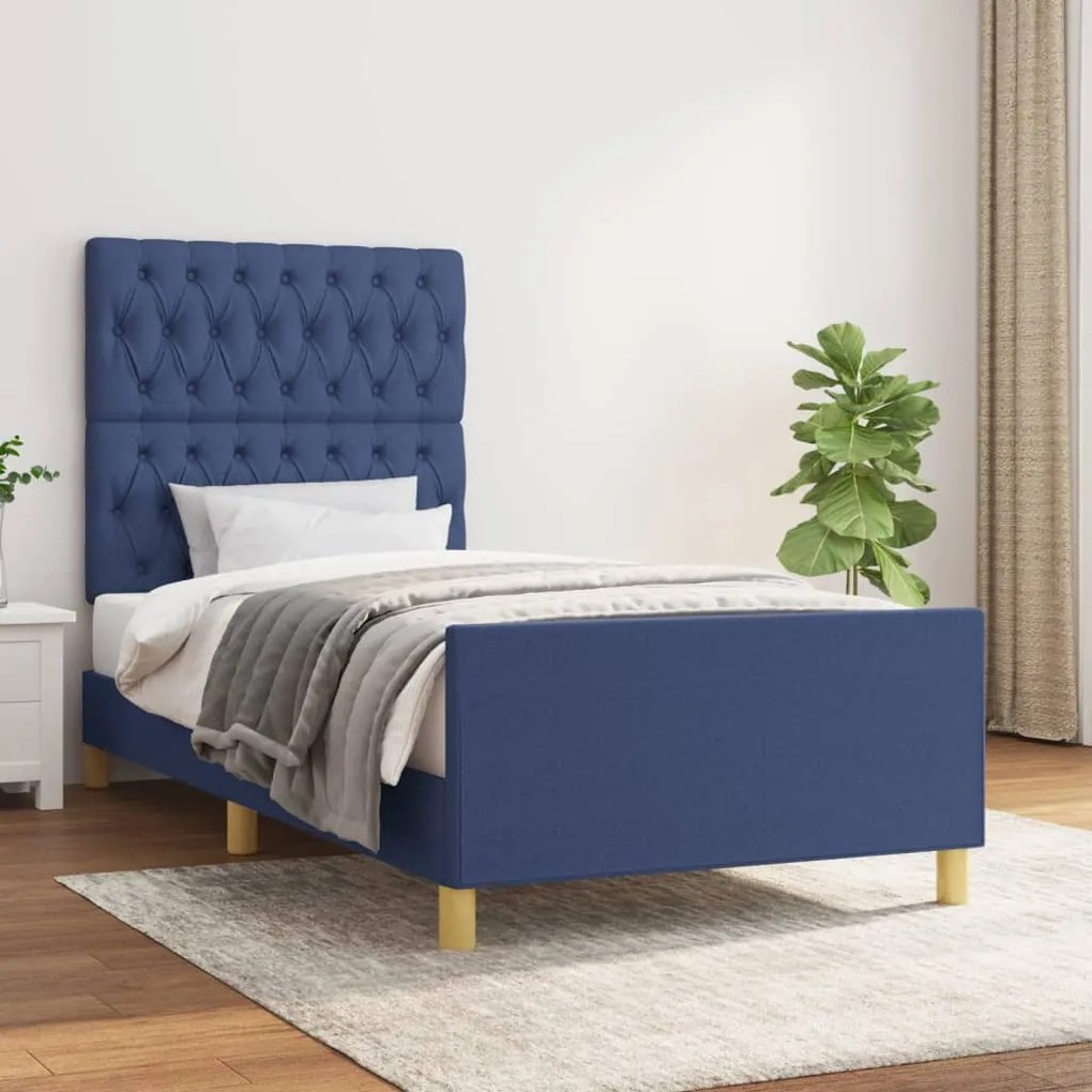 Rám postele bez matrací modrá 90x190 cm textil 3125266