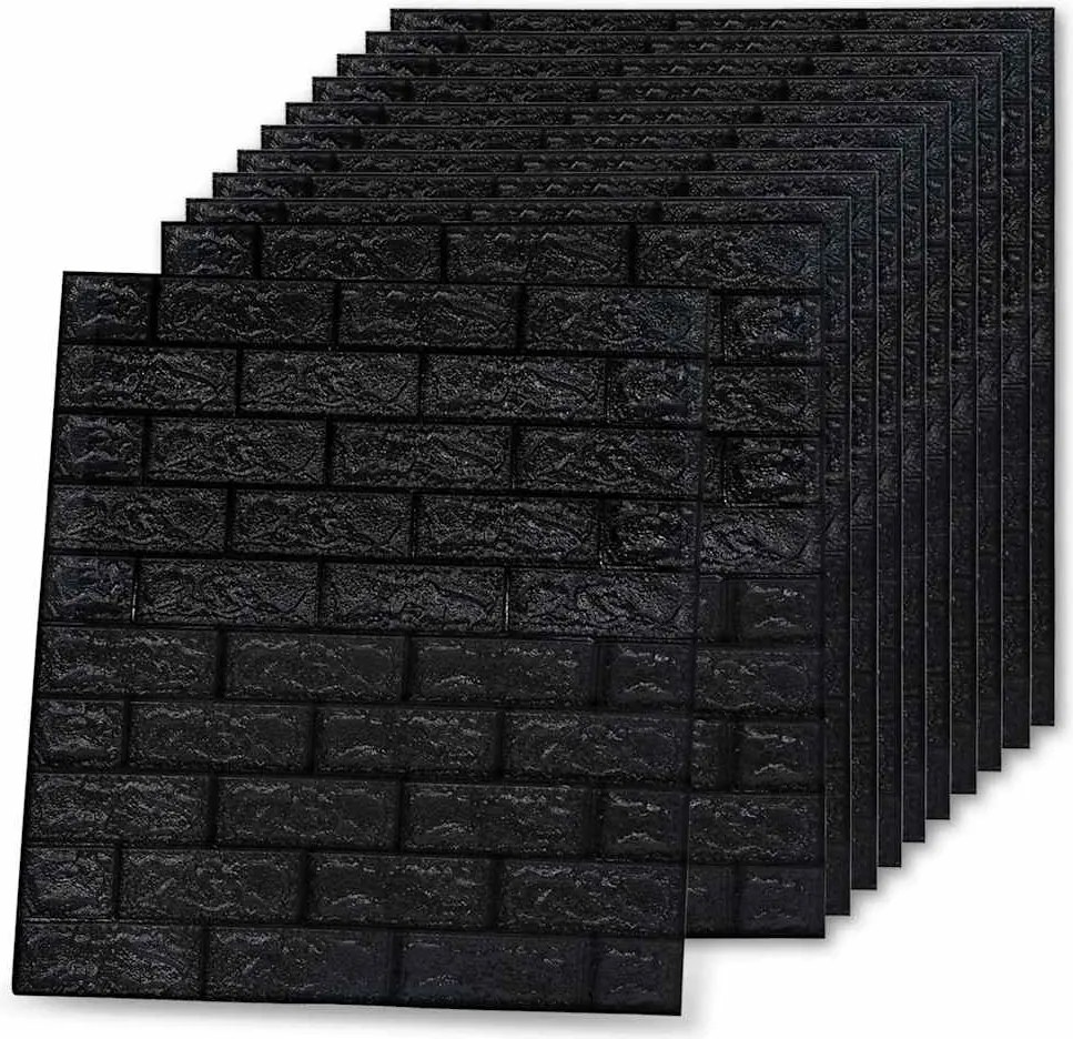 3D tapeta cihly samolepící 10 ks černá 150724