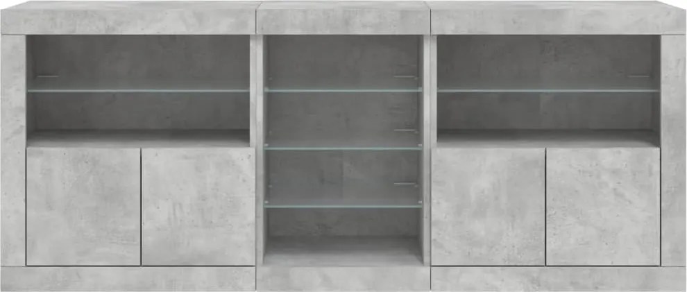 Příborník s LED osvětlením betonově šedý 181,5 x 37 x 67 cm 3209040