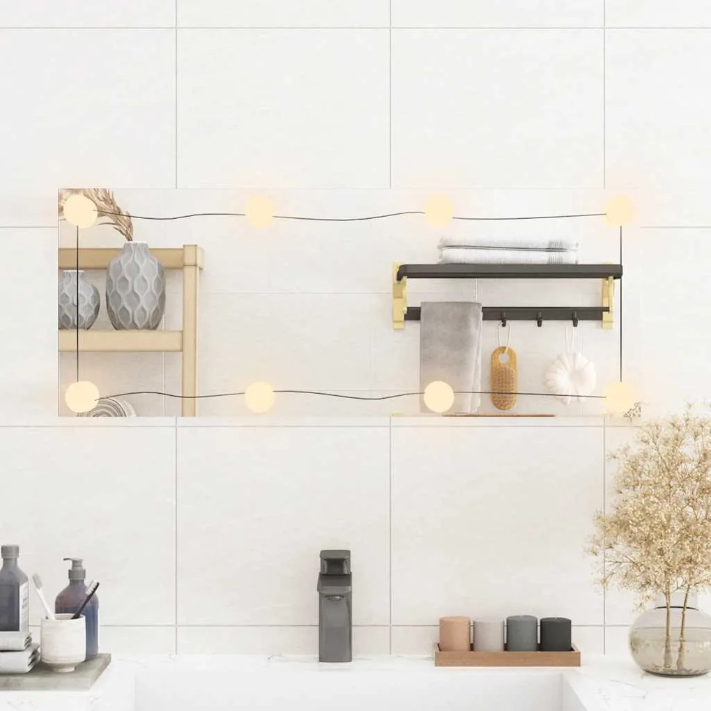 Nástěnné zrcadlo s LED osvětlením 30 x 80 cm sklo obdélníkové 3189150