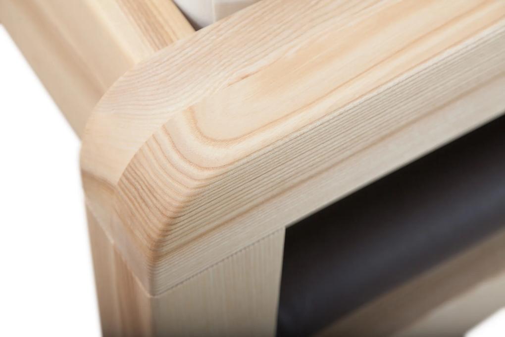 Krajča Manželská postel z masivu Claros 180 x 220 cm (jasan) Povrchová úprava: Bez nátěru, Druh dřeva: Jasan, Barva čalounění: Béžová