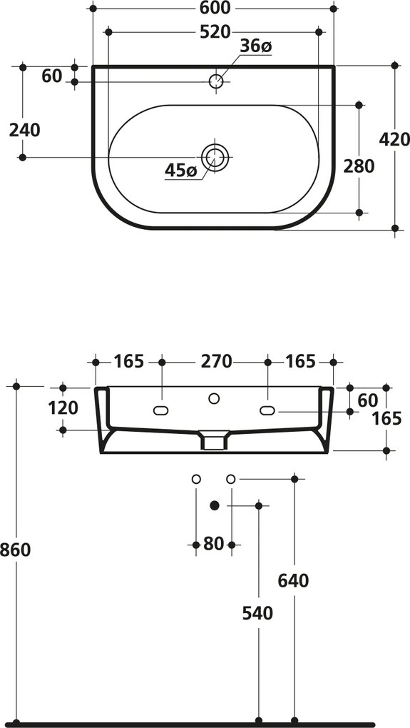 Kerasan, FLO keramické umyvadlo 60x42cm, 314201