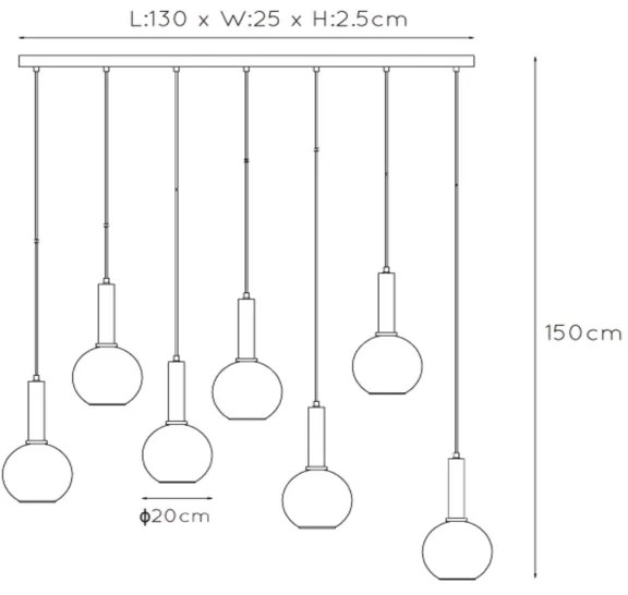 Lucide 45402/07/30 - Lustr na lanku MARIUS 7xE27/40W/230V černá