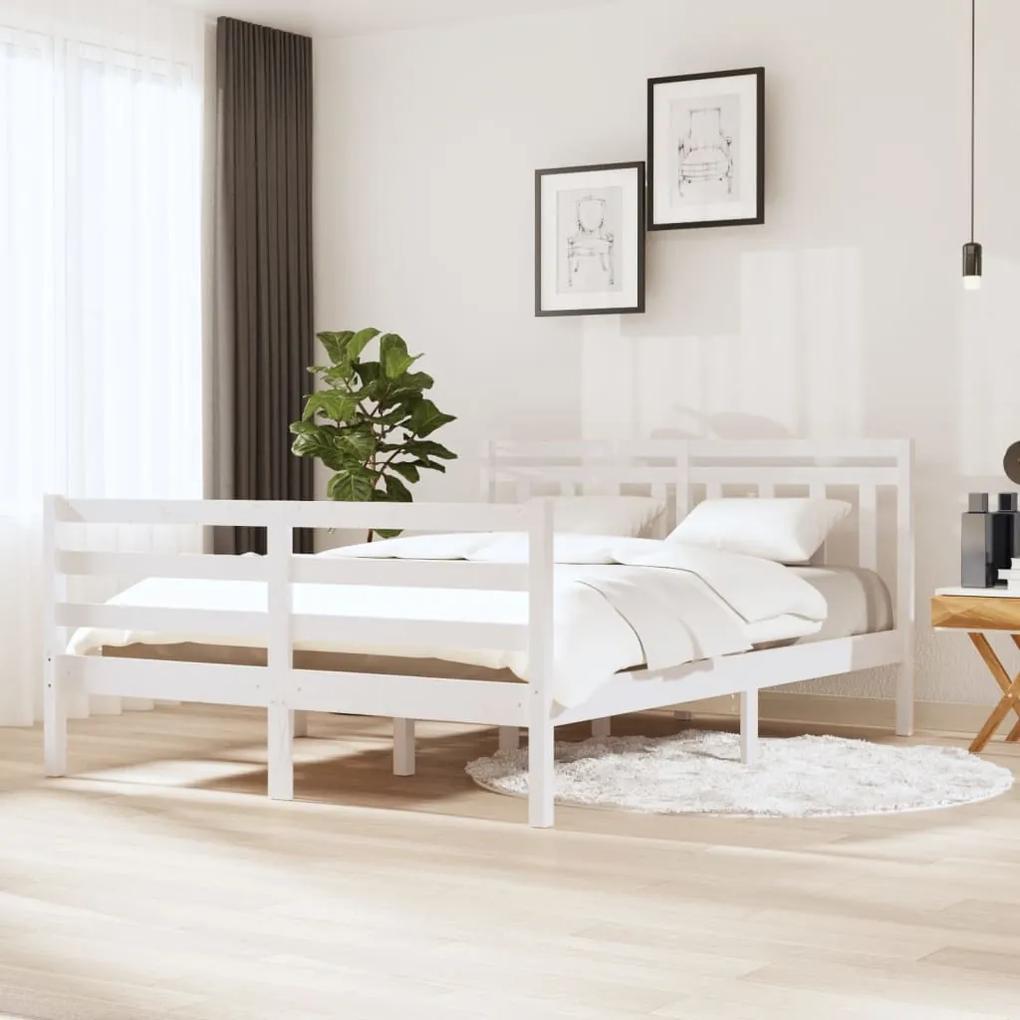 Rám postele bílý masivní dřevo 140 x 190 cm,  3100635
