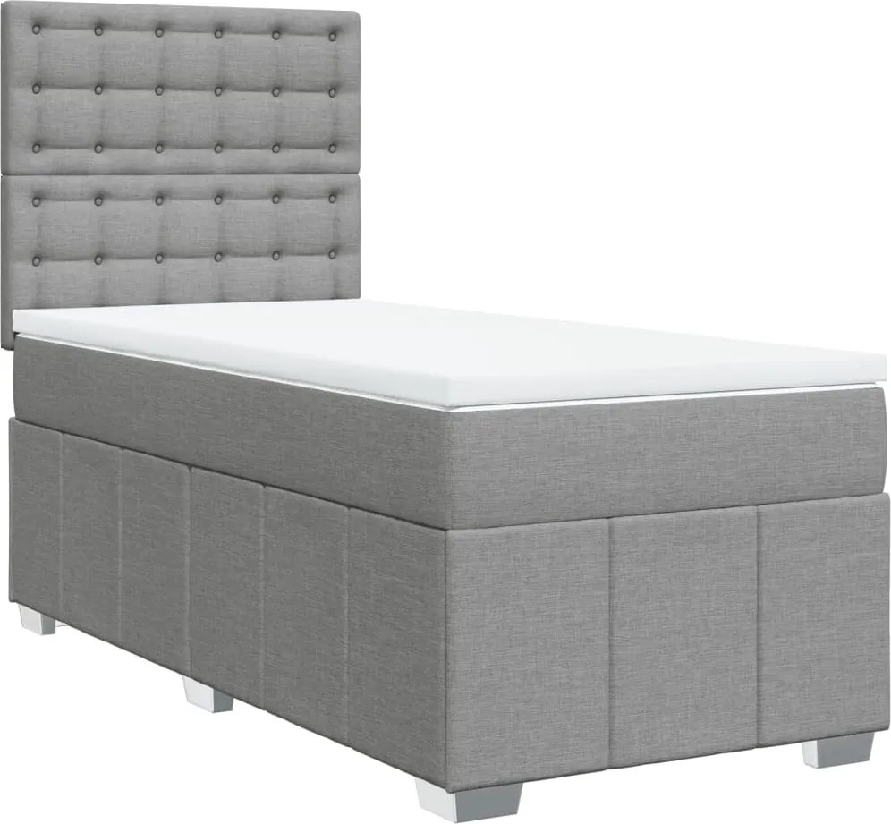 Box spring postel s matrací světle šedý 100 x 200 cm textil 3291593