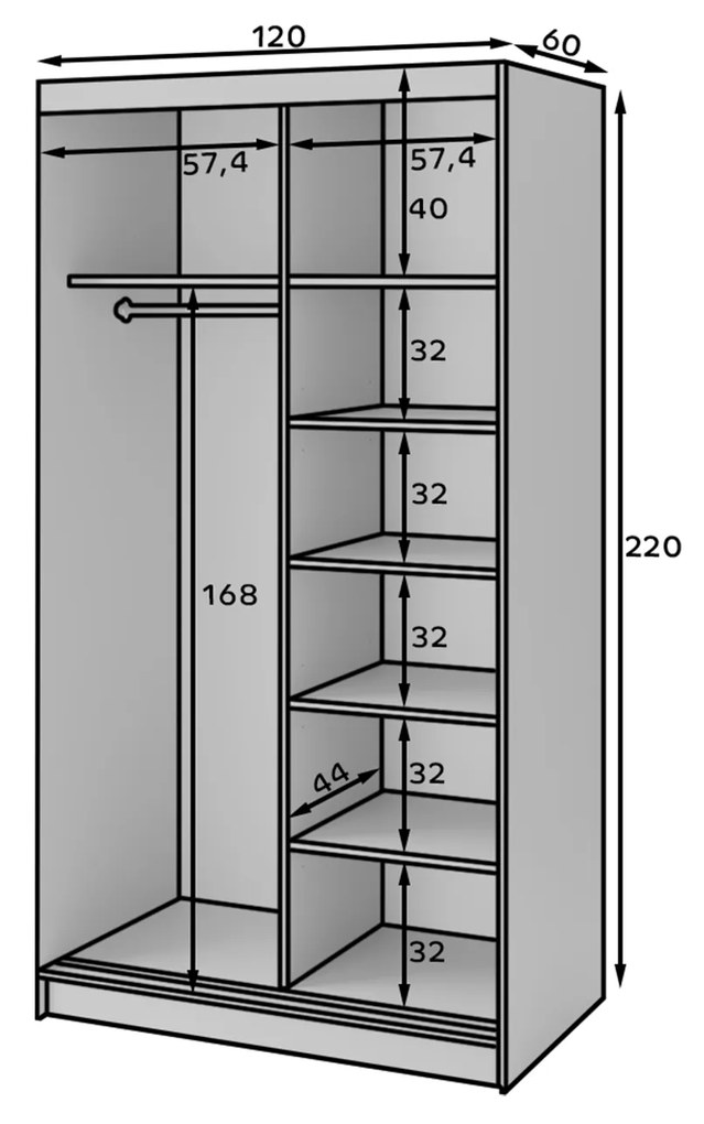 Eltap Šatní skříň Esville II se zrcadlem