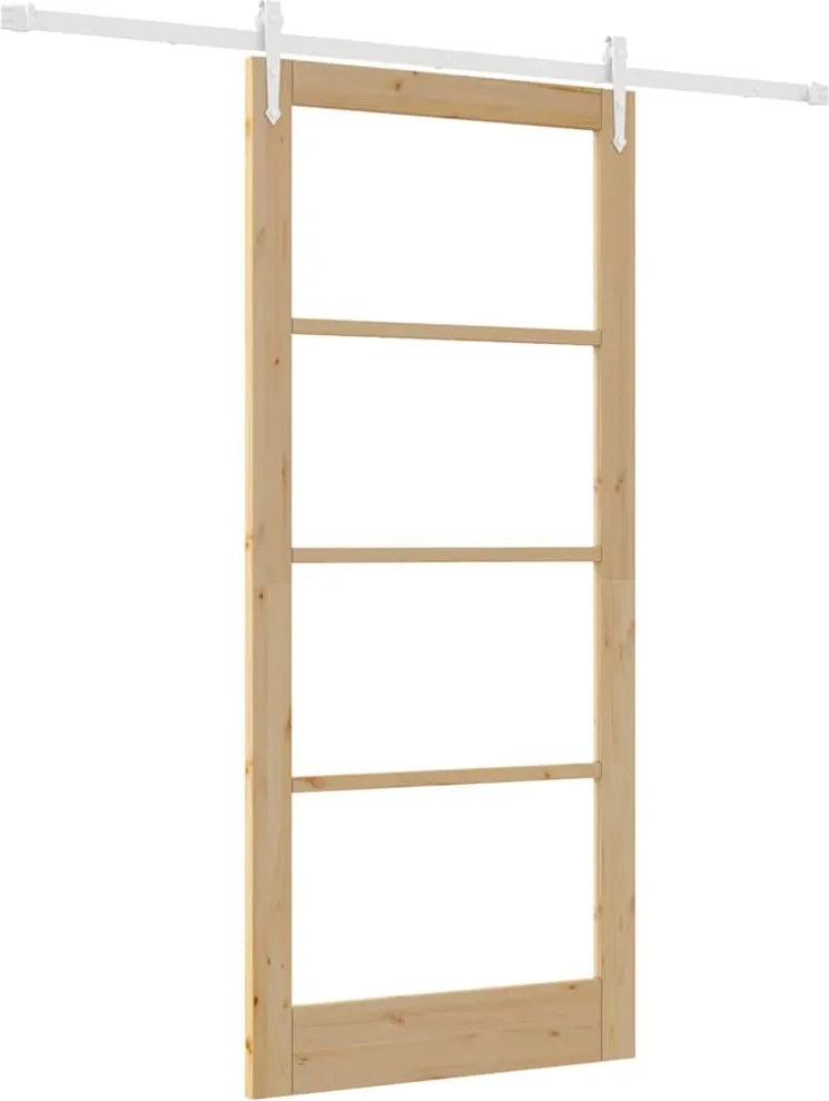 Posuvné dveře 93 x 211 cm Masivní borové dřevo a sklo Přírodní 3332429