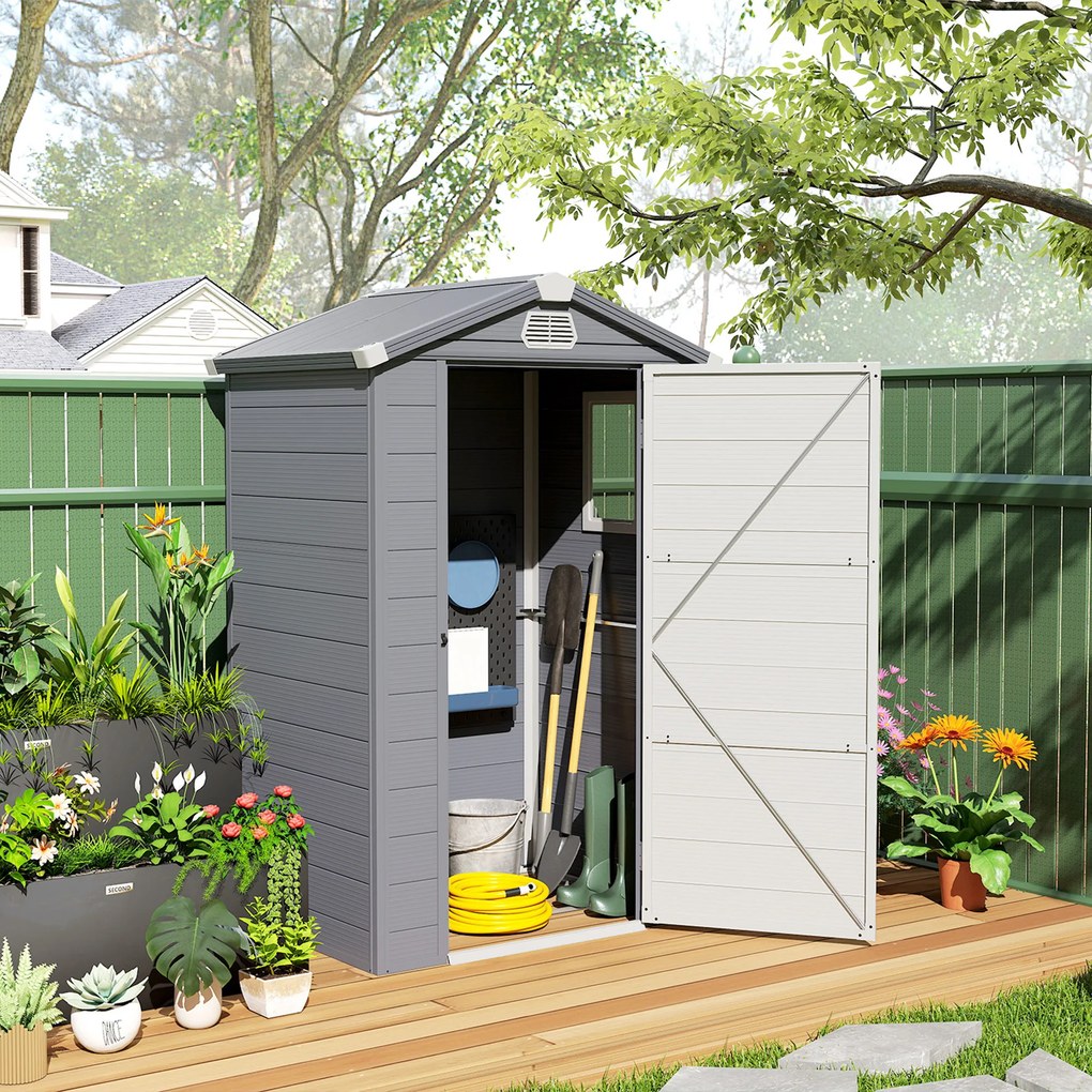 Outsunny Zahradní domek, 1,1 m², zahradní domek se sedlovou střechou, 133 x 102 x 180/208 cm
