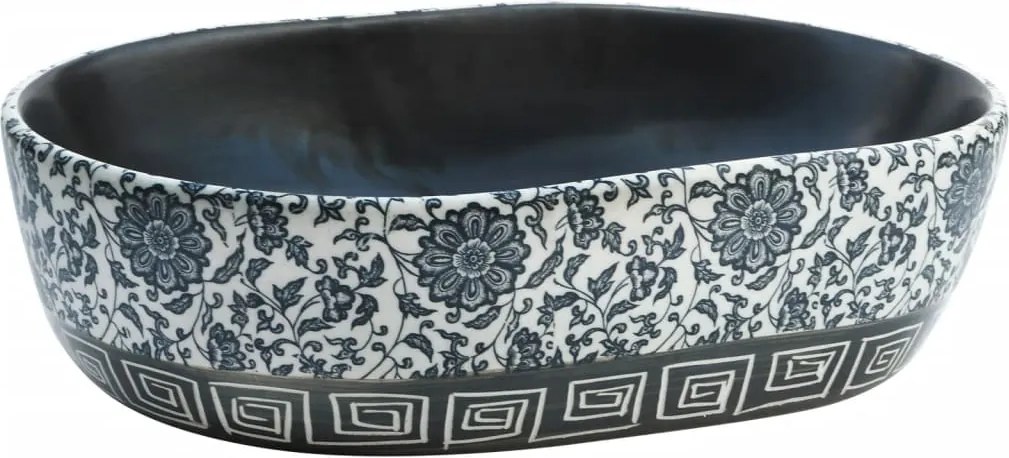 Umyvadlo na desku černé a modré oválné 47 x 33 x 13 cm keramika 155070
