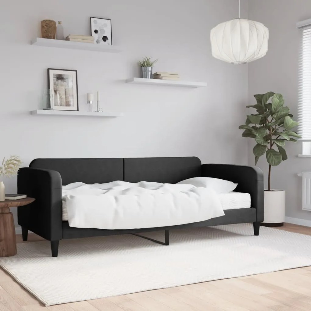 Válenda s matrací černá 90 x 190 cm textil 3196810