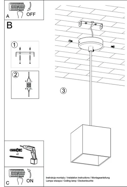 Sollux SL.0062 - Lustr na lanku QUAD 1 1xGU10/40W/230V bílá
