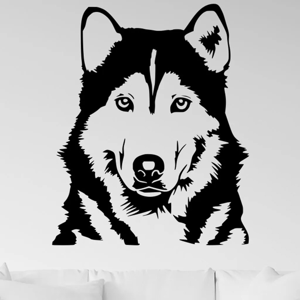 Živá Zeď Samolepka na zeď Husky Barva: černá