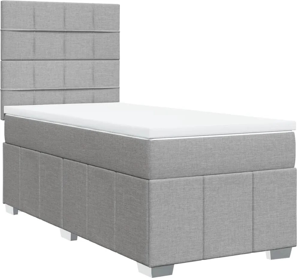 Box spring postel s matrací světle šedá 90x200 cm textil 3291551