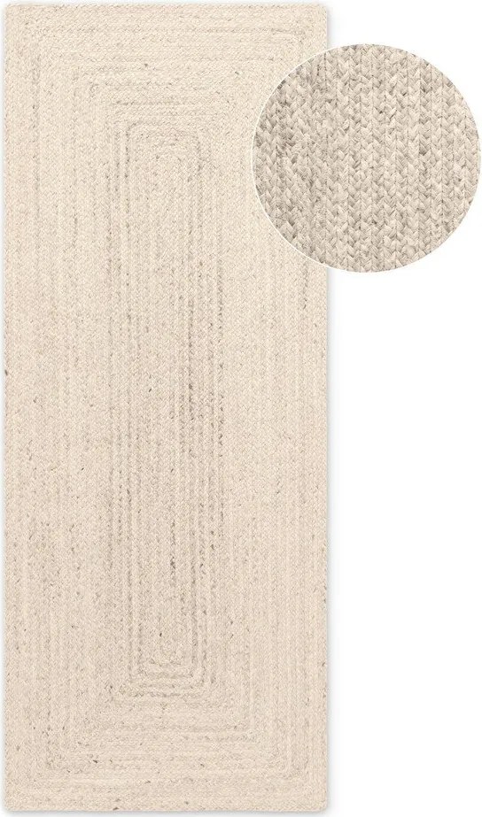 Krémový oboustranný/ručně tkaný jutový běhoun 80x200 cm Juno – Hanse Home