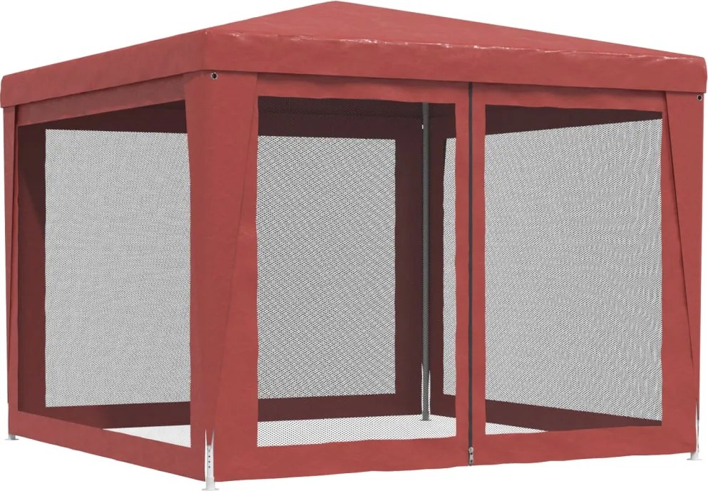 Party stan se 4 síťovanými bočnicemi červený 3 x 3 m HDPE 319230