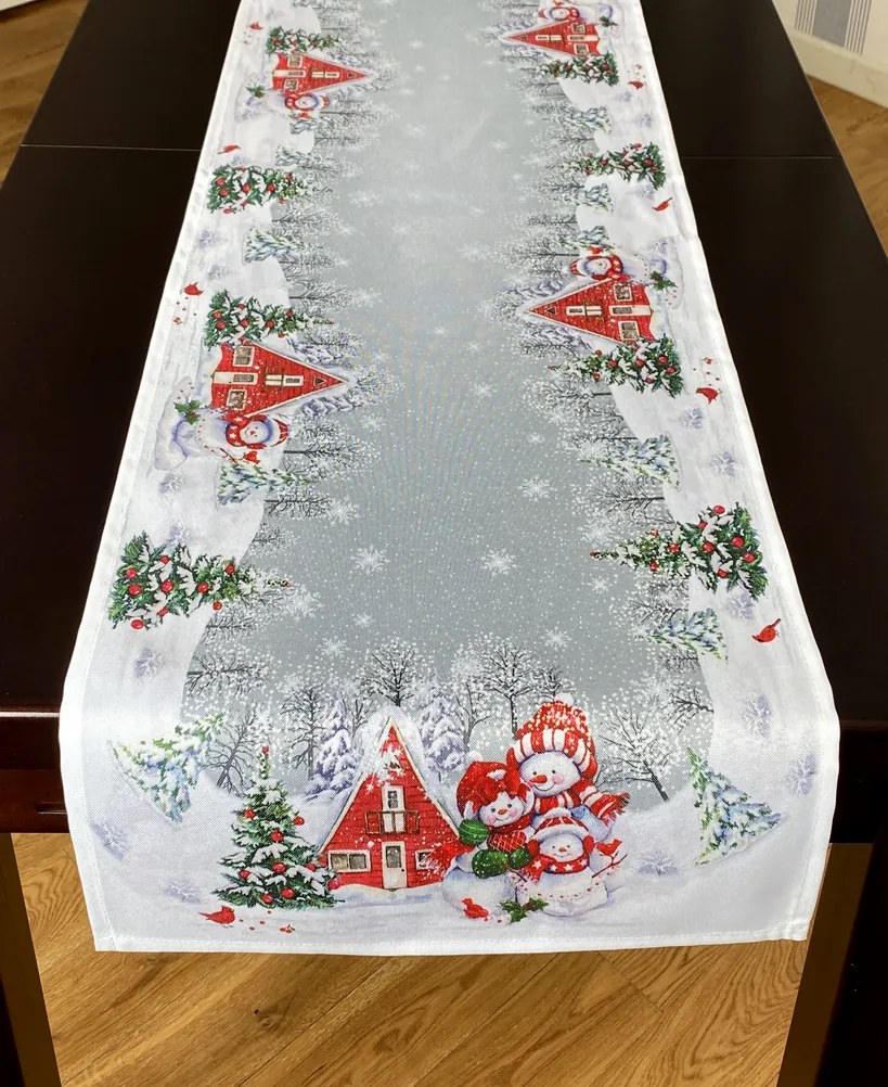 Vánoční ubrus - běhoun na stůl SNOWMAN FAMILY 40x140 cm Mybesthome