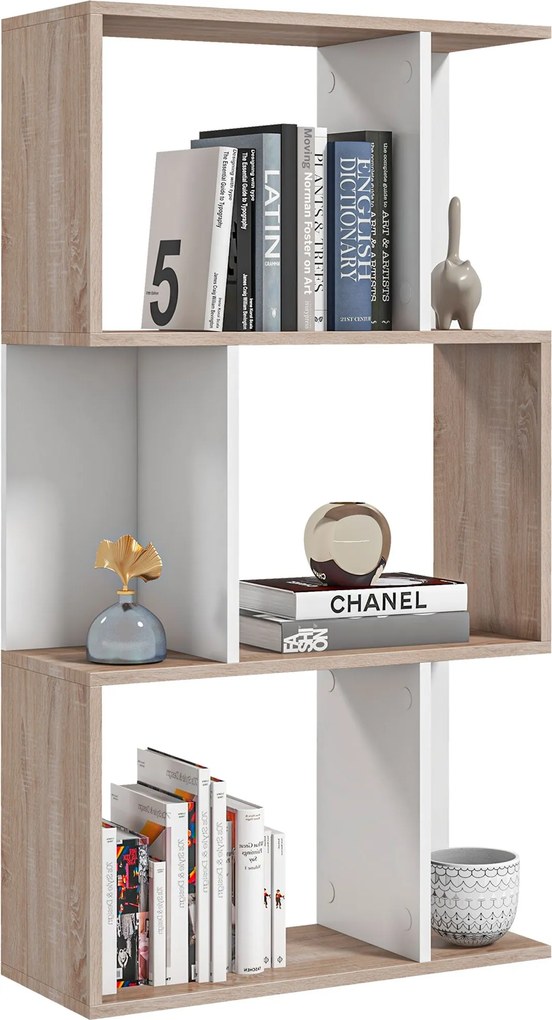 HOMCOM Moderní design kancelářské knihovny, dřevěná, 3 police 60 × 24 × 111,4 cm | Aosom