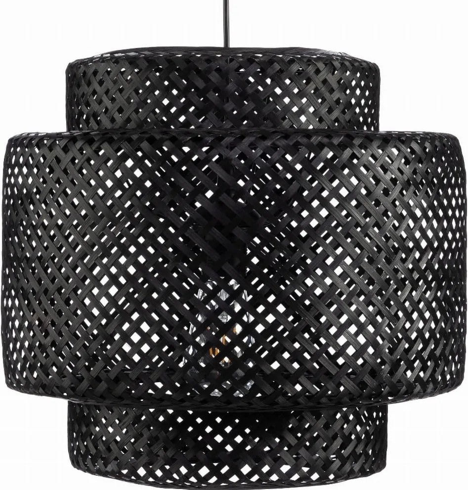 Závěsná bambusová lampa Boho Black černá 38 Cm TH26