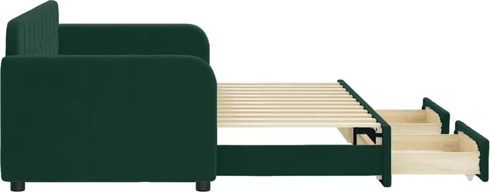 Válenda s přistýlkou a zásuvkami tmavě zelená 80 x 200 cm samet 3196972