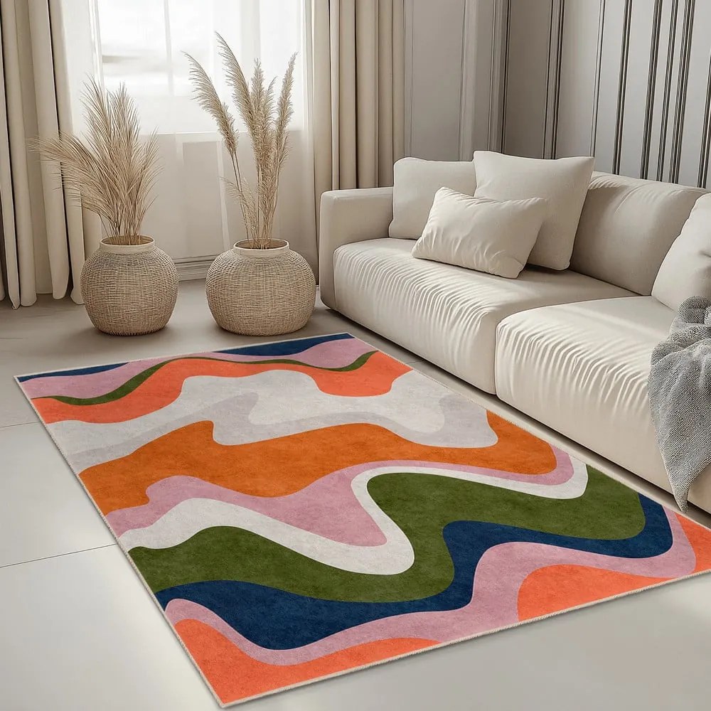 Oranžový pratelný koberec 80x150 cm Squiggly Orange – Mila Home