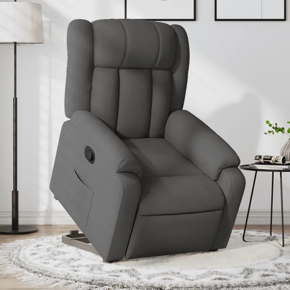 Zvedací polohovací křeslo tmavě šedé textil 3205317
