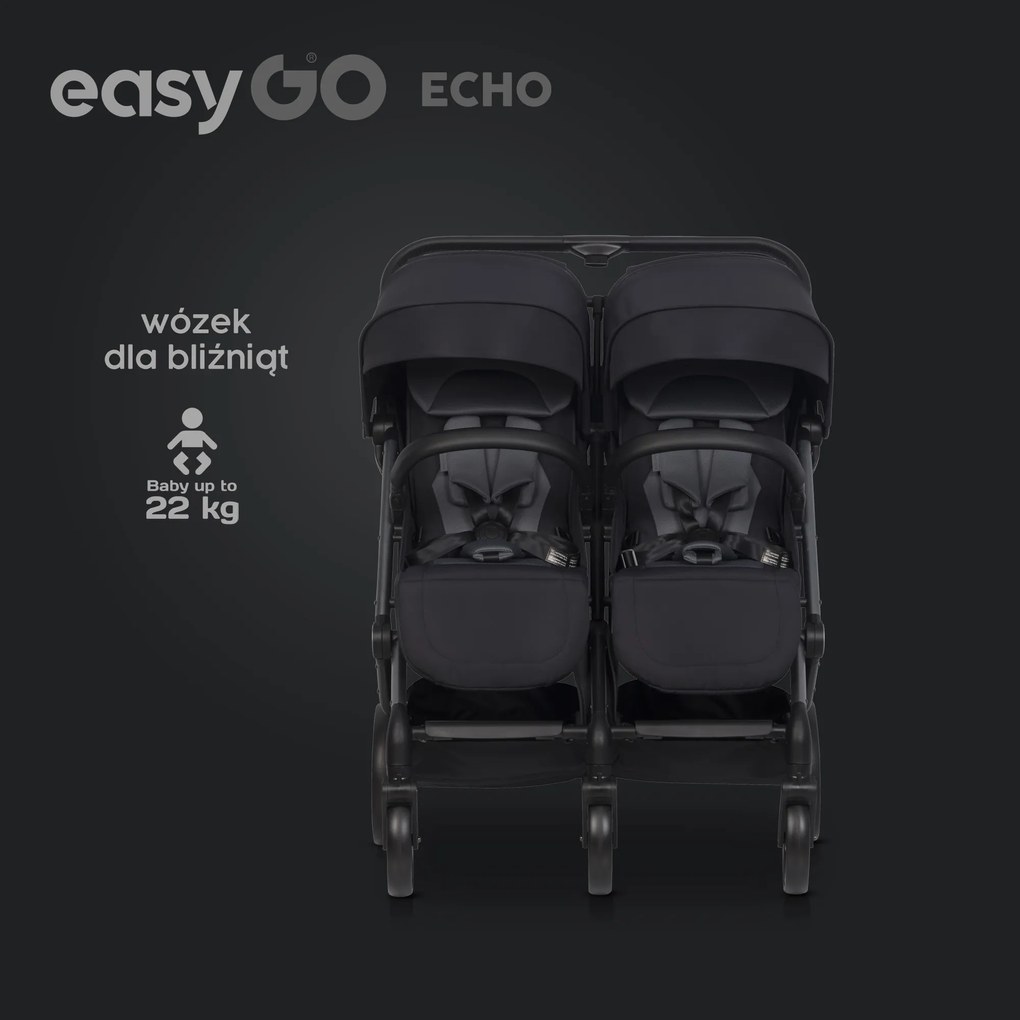 Sourozenecký kočárek EasyGo Echo Ebony Black