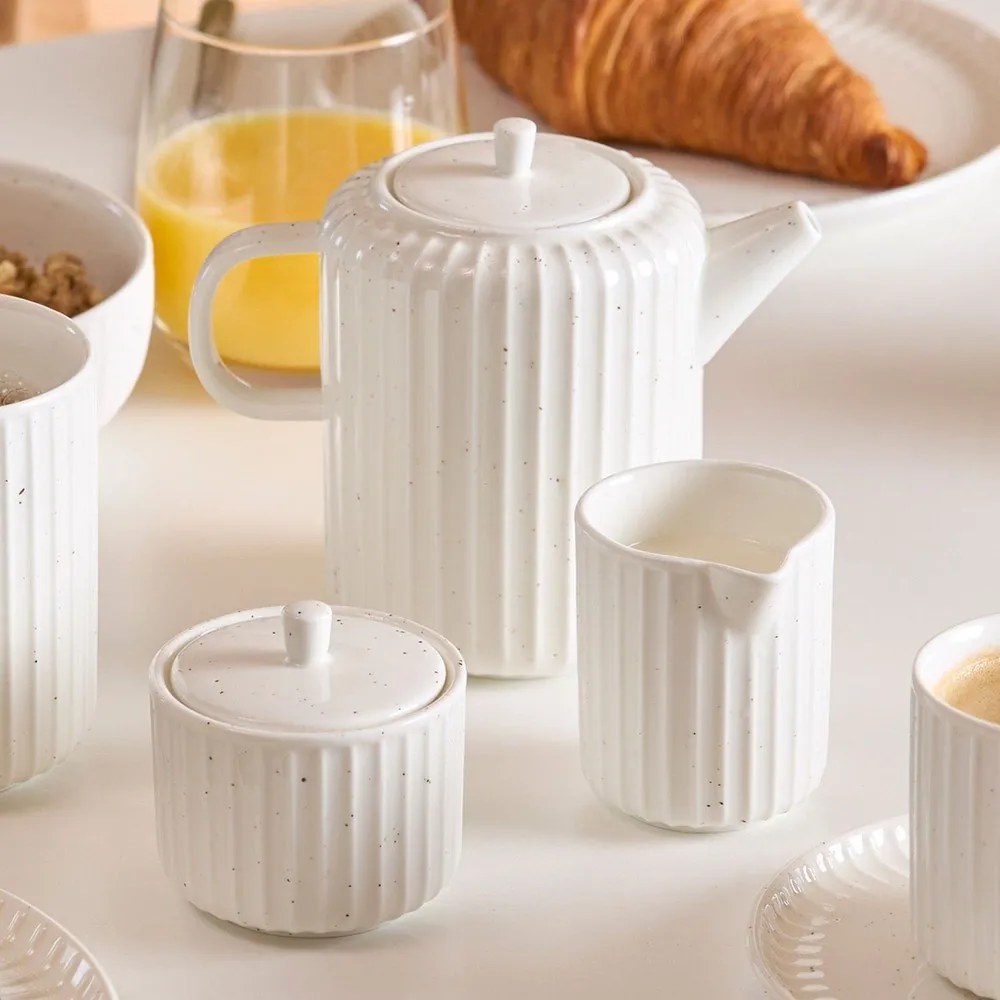 Bílá konvice na čaj z kostního porcelánu 540 ml Ora Gloss – Salt&amp;Pepper