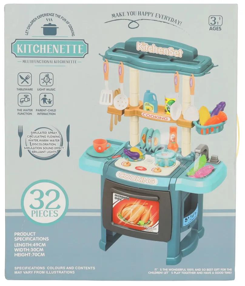 KIK KX4306 Dětská plastová kuchyňka se světlem a kohoutkem modrá