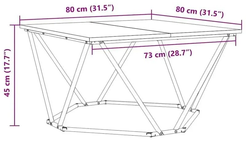 Konferenční stolek, kov, dřevo, černá, dub artisan, NoBi DAGOR 2