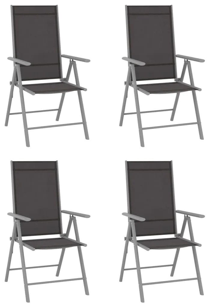 312182 vidaXL Skládací zahradní židle 4 ks textilen černé