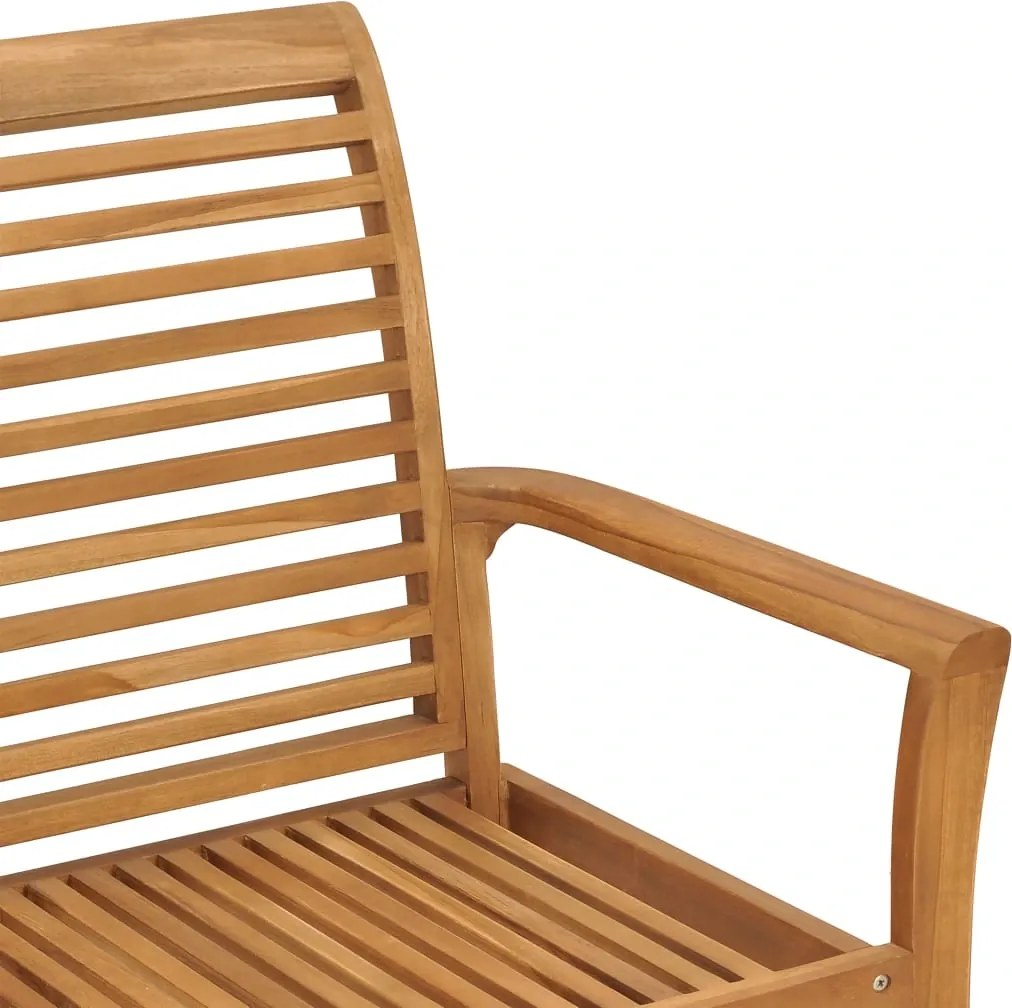 vidaXL Marketos Zahradní lavice s šedou károvanou poduškou 112 cm masivní teak