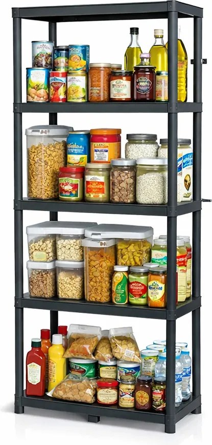 Prosperplast Regál plastový 5 polic STACKARO MIDDLE 74 x 36 x 172,5 cm - černý