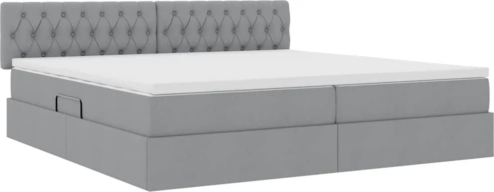 Postel s úložným prostorem a matrací Světle šedá 200 x 200 cm 3370593
