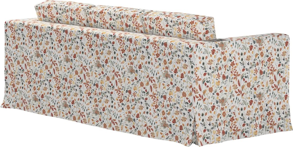 Potah na pohovku IKEA  Karlanda 3-místná nerozkládací, dlouhý barva oranžová látka pletený vzor, vzorované