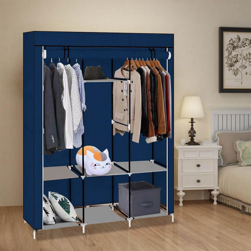 Mobilní šatní skříň ve velikosti 130x45x170 cm - modrá