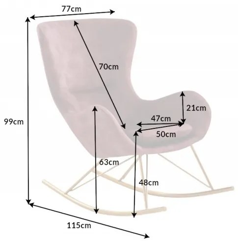 Noble Home Růžové sametové houpací křeslo Scandinavia Swing