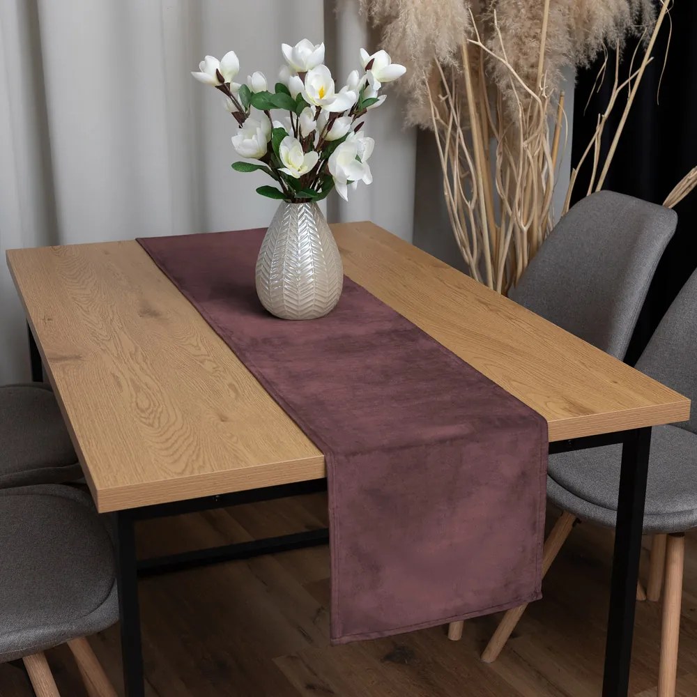 Biante Sametový běhoun na stůl Velvet Premium SVP-019 Hnědofialový 35x160 cm