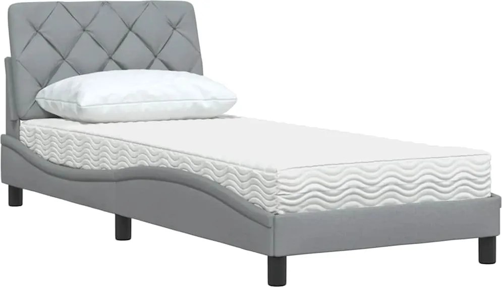 Postel s matrací světle šedá 90 x 190 cm textil 3310706
