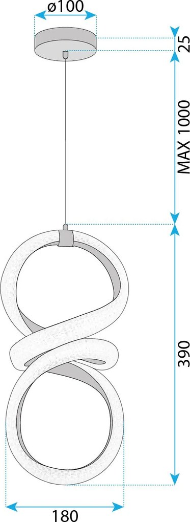 Toolight Toolight, závěsné LED svítidlo 24W, 4000K, G070-CP, zlatá, OSW-08668