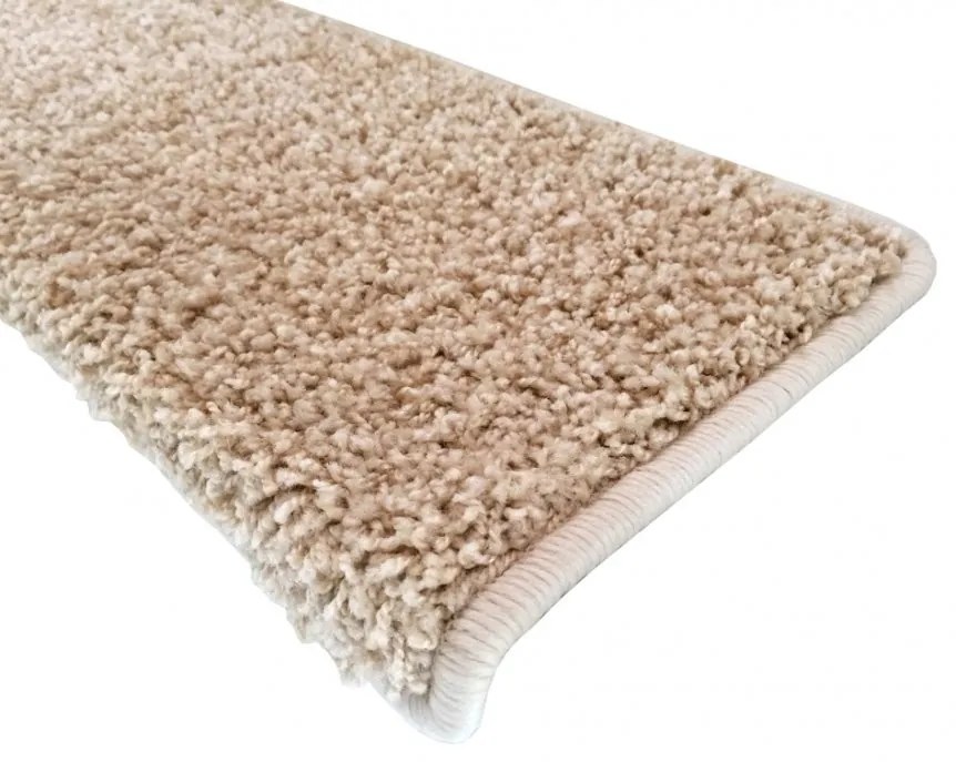 Vopi Nášlapy na schody Color shaggy béžový obdélník, samolepící - 24x65 obdélník (rozměr včetně ohybu)