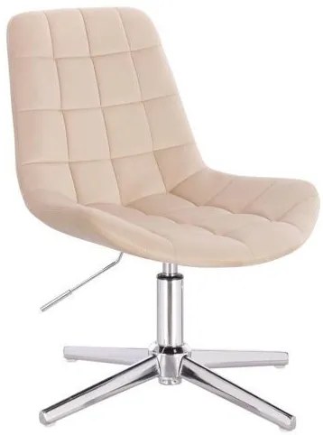 LuxuryForm DESIGN Otočná židle PARIS VELUR na stříbrném kříži - krémová