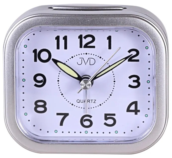 JVD Levný analogový ručkový stříbrný budík JVD SRP8006.3 s osvětlením