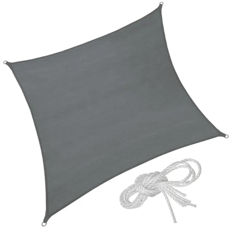 Tectake Stínící plachta proti slunci čtverec, šedá 400 x 400 cm