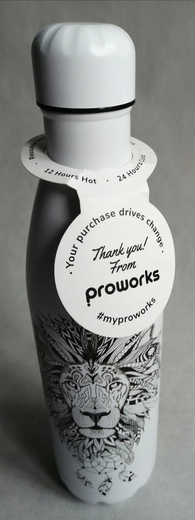 Láhev/Termoska Proworks 750 ml Bílá s obrázkem lva