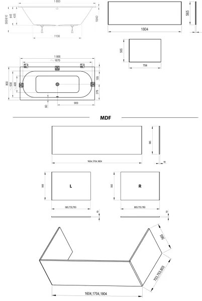 Ravak C921300000 - Vana CITY SLIM 180x80 cm akrylát/bílá