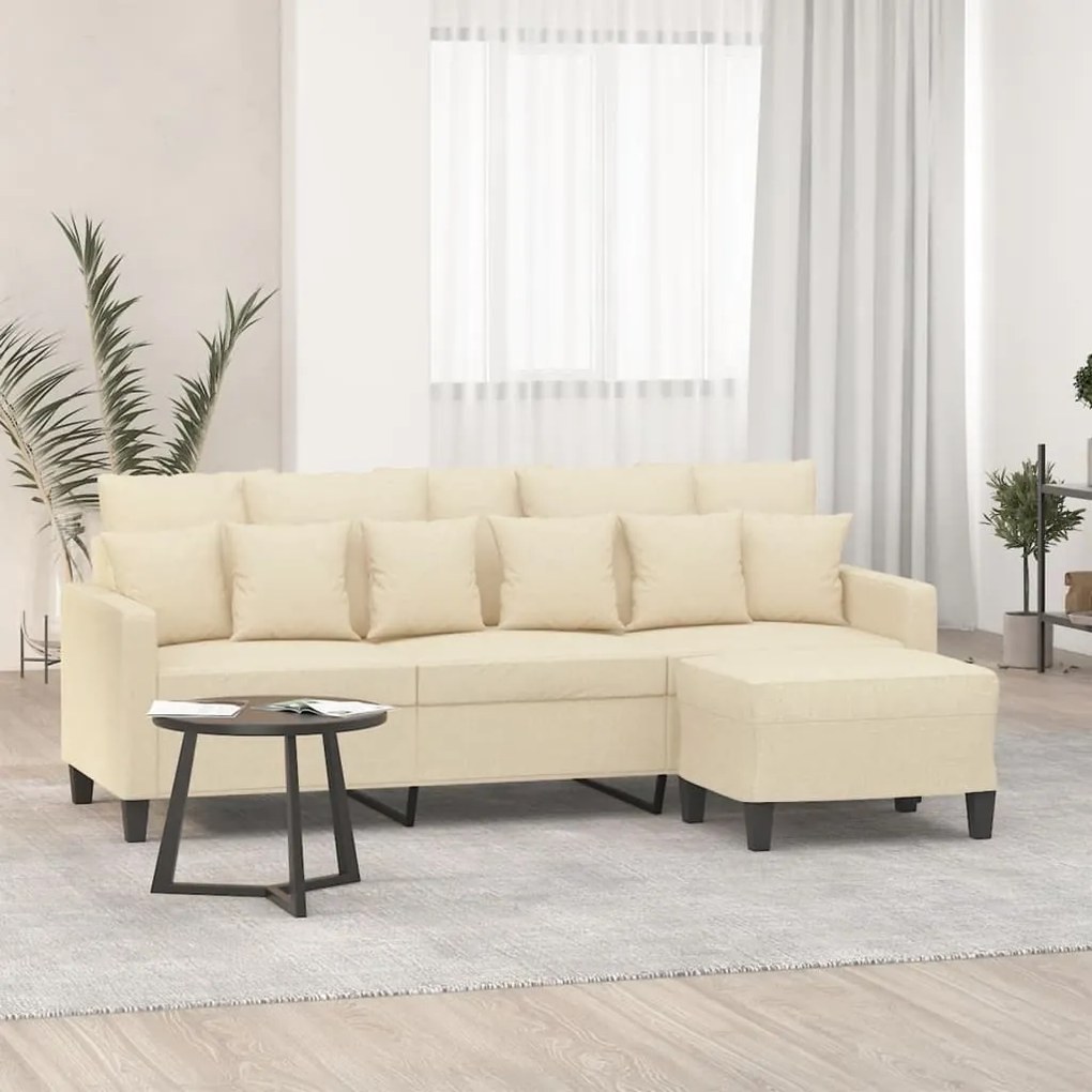 3místná pohovka s podnožkou krémová 180 cm textil 3201091