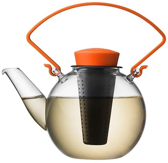 QDO Skleněná čajová konvice Tea for U oranžová